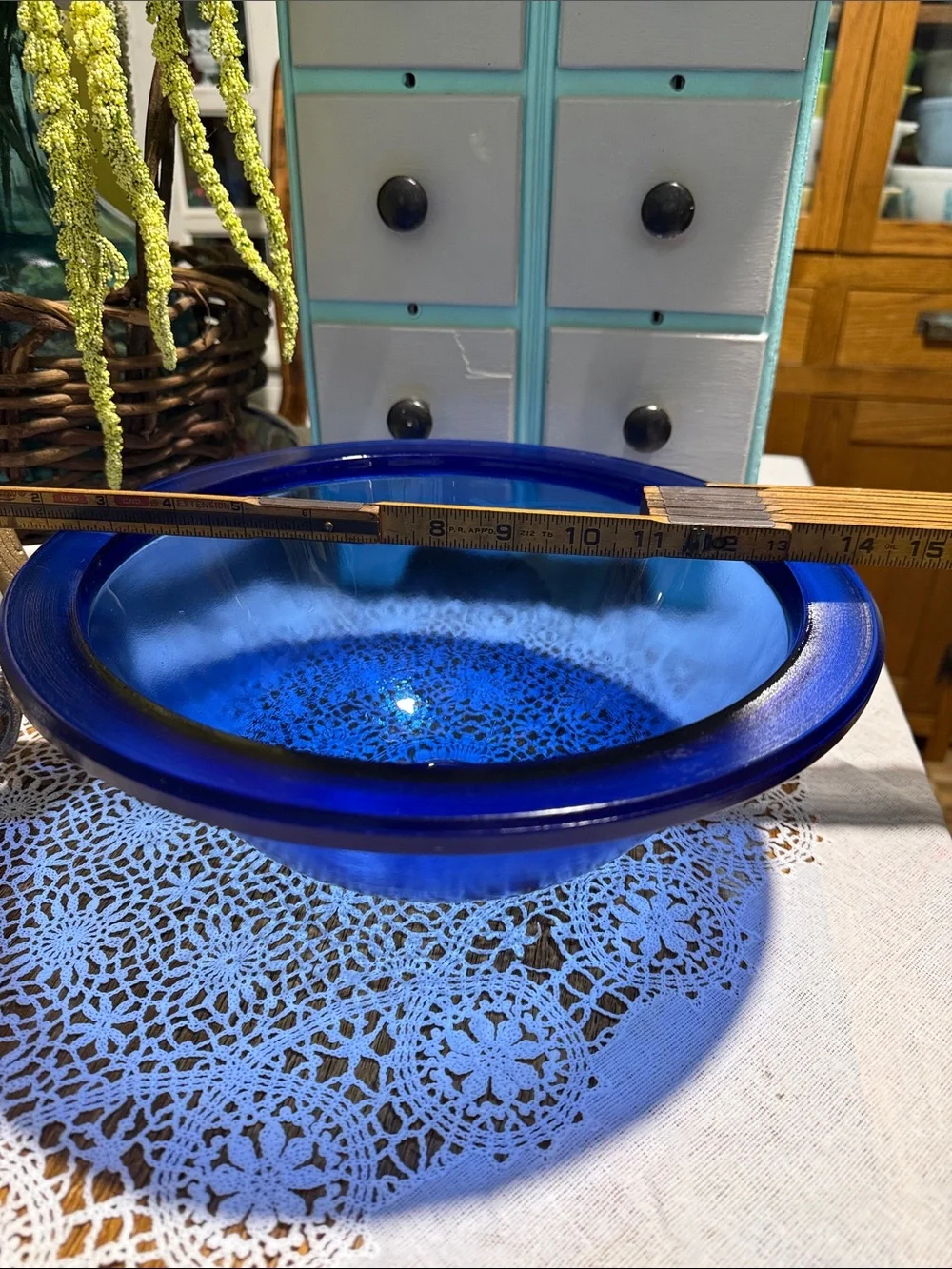 Art | Vintage Rare Large Cobalt Blue Hand Blown Glass Mixing Bowl ...